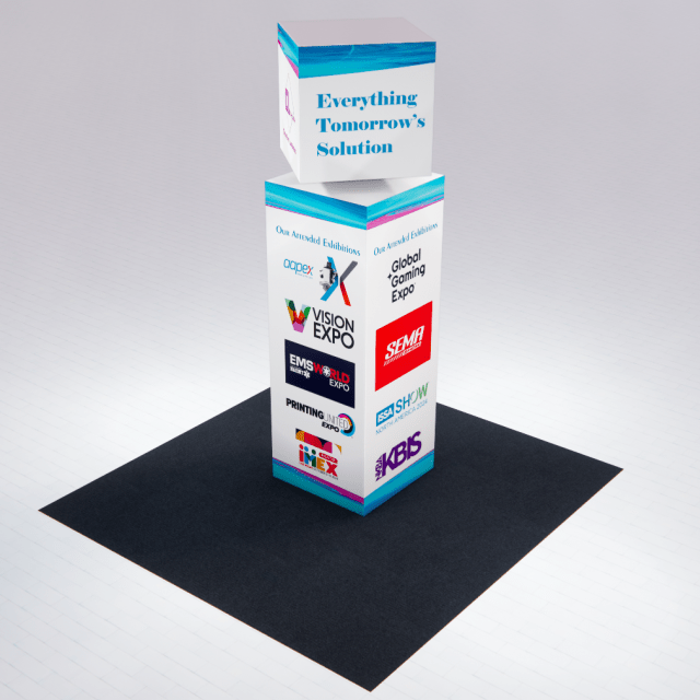 Rotating backlit display tower stand with modern design, ideal for ...